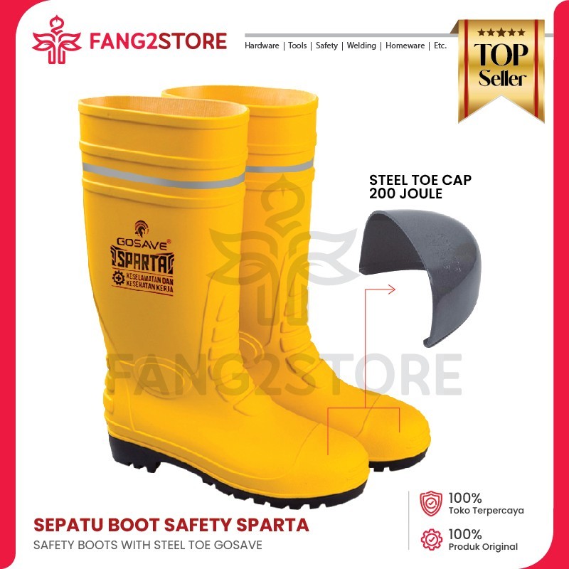 Jual Sepatu Boot Rubber Safety GOSAVE SPARTA Karet Ujung BESI Steel Toe ...
