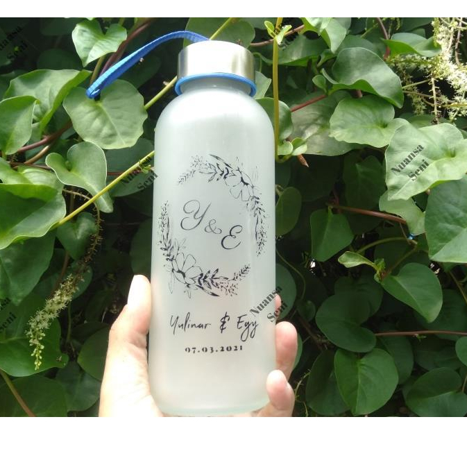 Jual Souvenir Botol Kaca Doff 420ml Tumbler Botol Infused Water Kaca ...