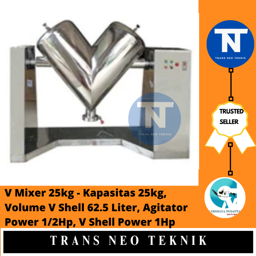 Jual V Mixer 25kg - Kapasitas 25kg, Volume V Shell 62.5 Liter, Agitator ...