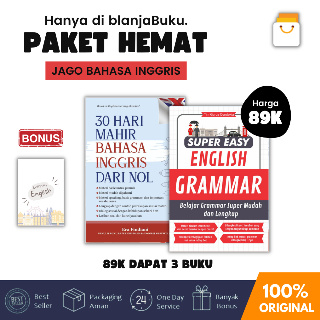 Jual Paket Hemat Jago Bahasa Inggris Best Seller / 30 Hari Mahir Bahasa Inggris Dari Nol + Super ...
