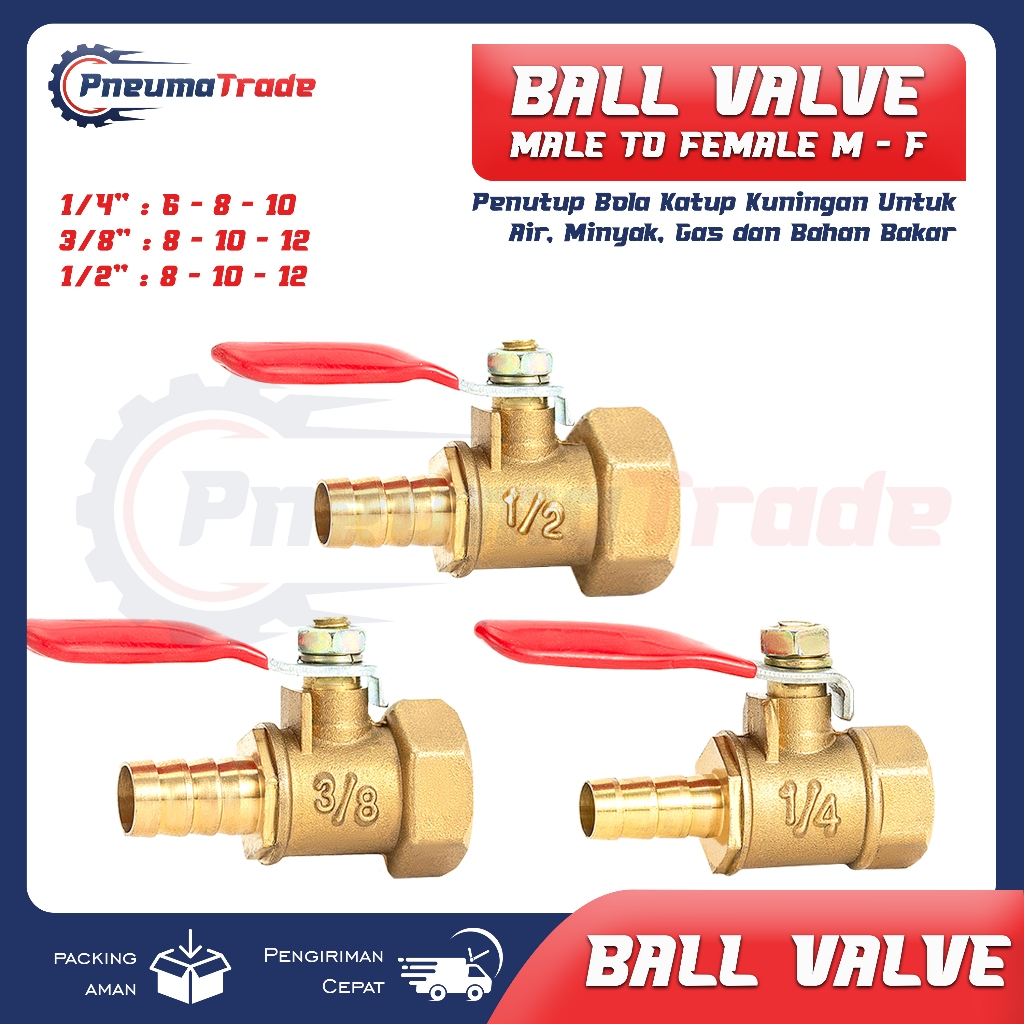 Jual STOP KRAN BALL VALVE MALE TO FEMALE 1/4" 1/2" 3/8" 1/8" M-F (KODE) | Shopee Indonesia