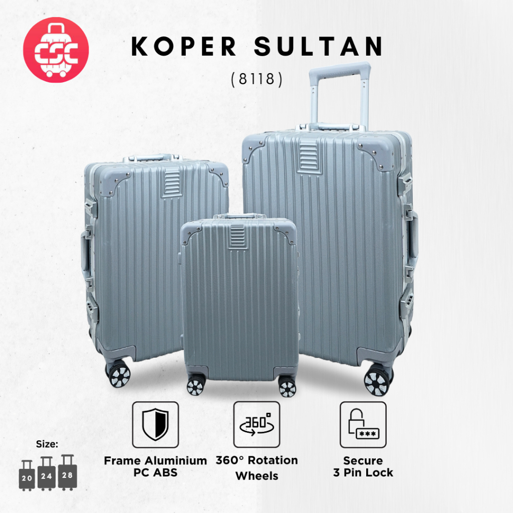 Jual (8118) Koper Sultan Silver 20, 24, 28 Inch Anti Bump Roda Putar ...
