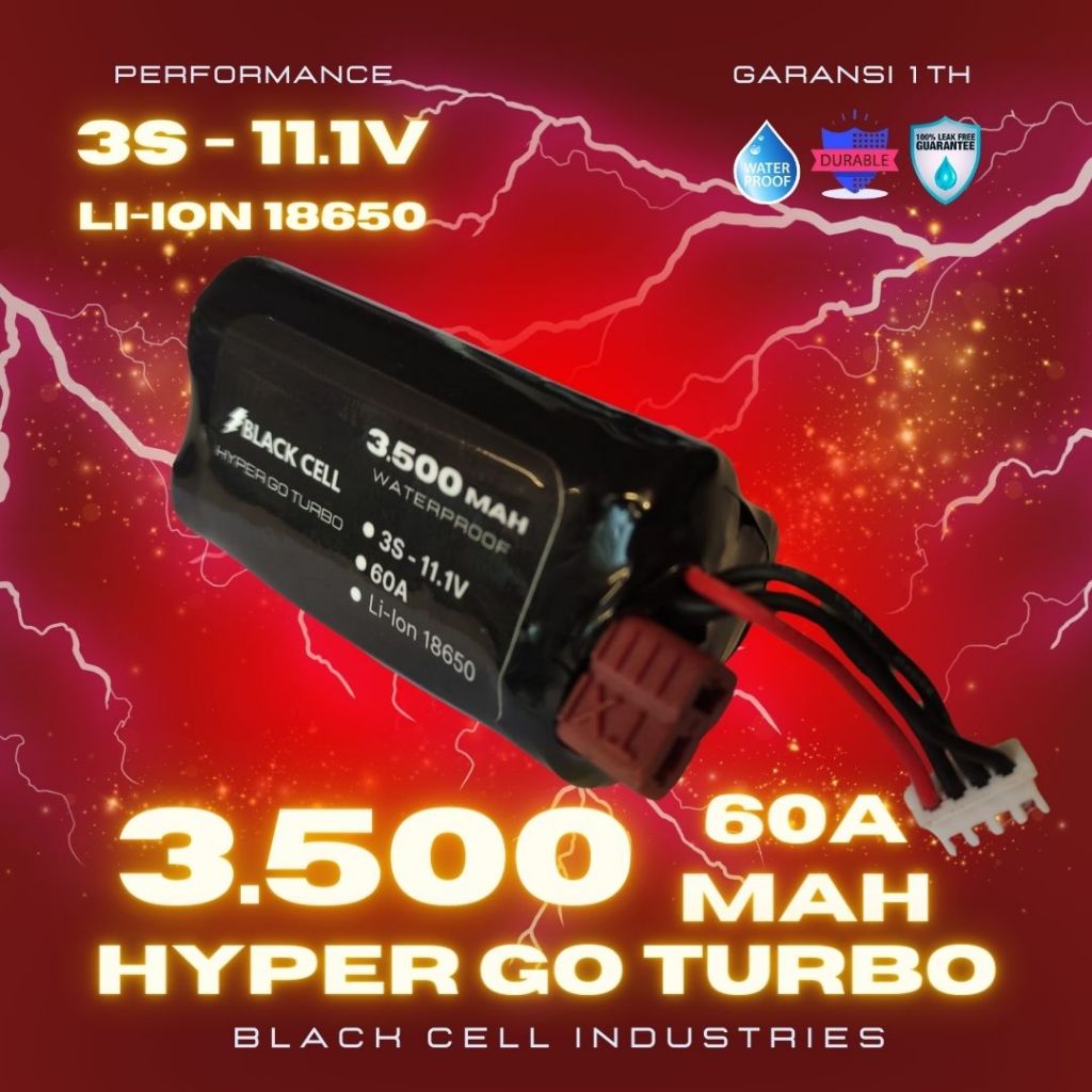 Jual HYPER GO BLACK CELL 3S 3500Mah 60A 11.1V Li Ion 18650 RC Battery ...
