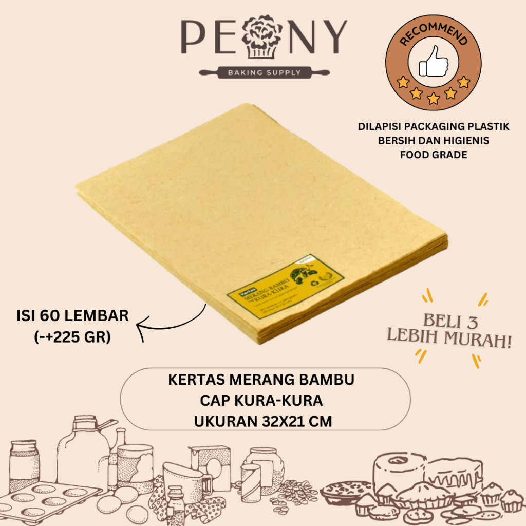 Jual KERTAS MERANG / KERTAS MINYAK BAMBU CAP KURA-KURA (ISI 60 LEMBAR ...