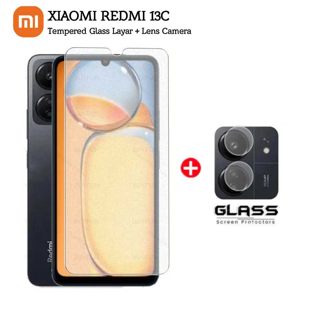Jual Paket 2in1 Tempered Glass Redmi 13C Clear Anti Gores Layar dan ...