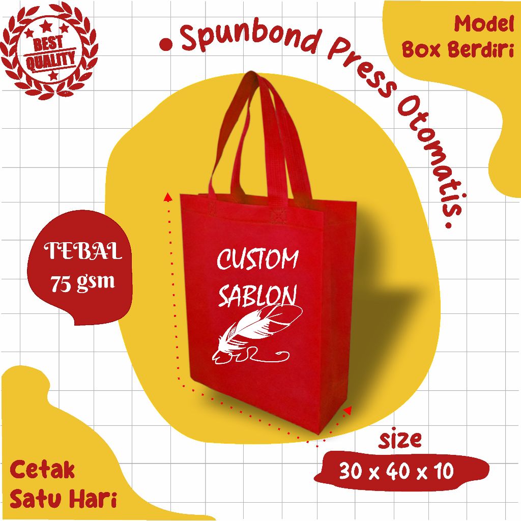 Jual TAS SPUNBOND BOX BERDIRI 30X40x10 (SABLON COSTOM) UNTUK TAS ...