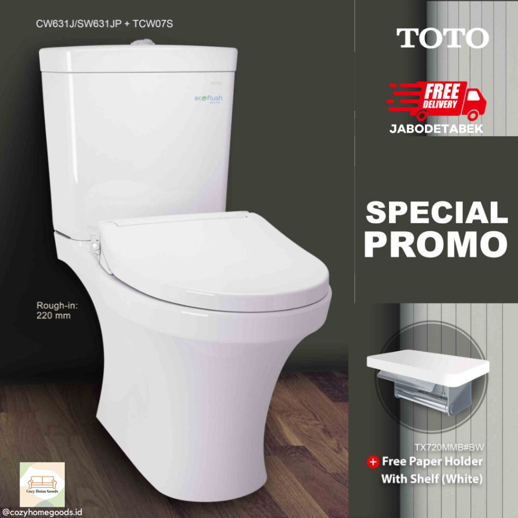 Jual CLOSET DUDUK TOTO CW 631J / KLOSET DUDUK TOTO CW 631J + TCW07S / JABODETABEK ONLY / TOTO ...