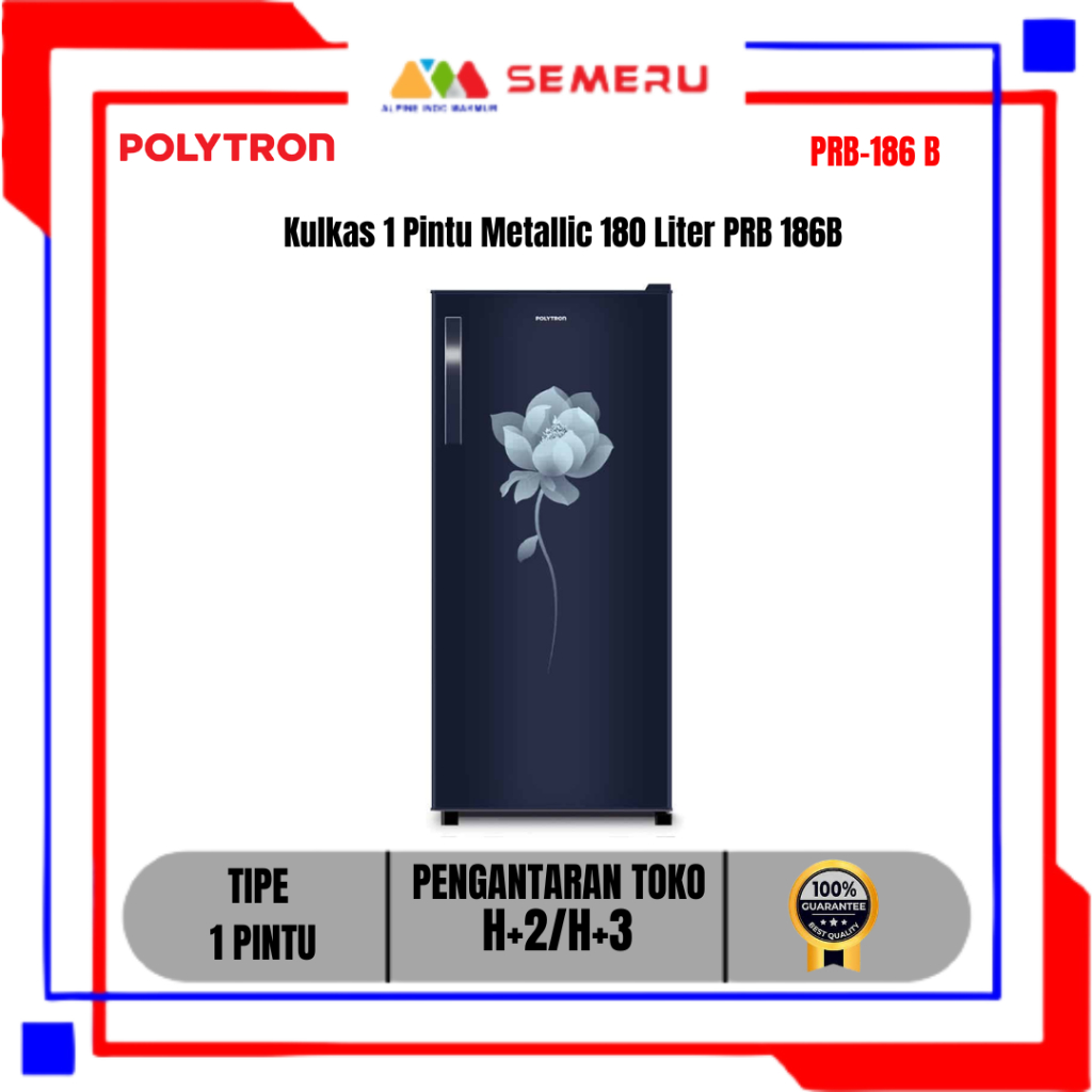 Jual POLYTRON KULKAS 1 PINTU 180 L / BLUE / RED/ SILVER PRB-186 B / PRB ...