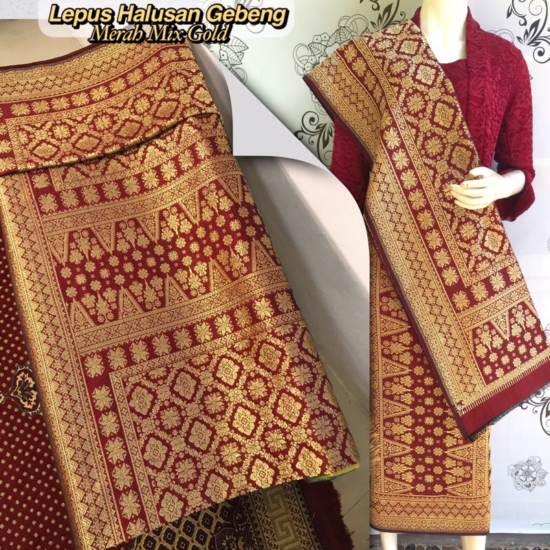 Jual Songket Lepus Halusan Gebeng Merah Mix Gold-Asli Tenun Tangan Palembang(Ilham Songket ...