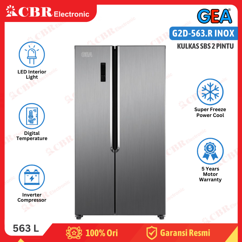 Jual Kulkas GEA Side By Side 2 Pintu G2D-563.R INOX (Inverter) 563 L | Shopee Indonesia