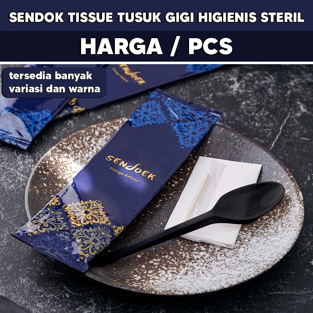 Jual sendok plastik set ( Sendok, tissue, tusuk gigi ) HITAM | Shopee ...