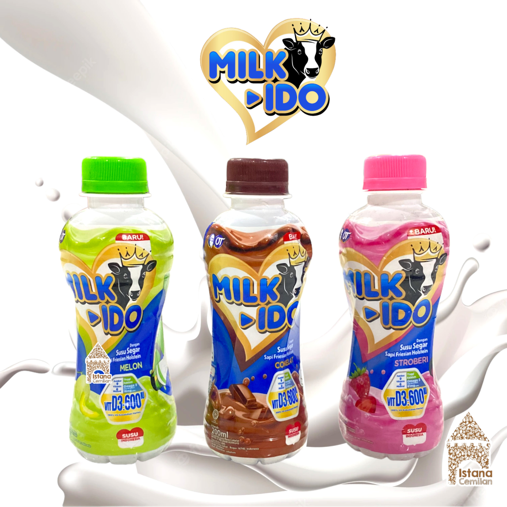 Jual Milk Ido / Milkido Minuman Susu Melon / Cokelat / Stroberi Botol ...