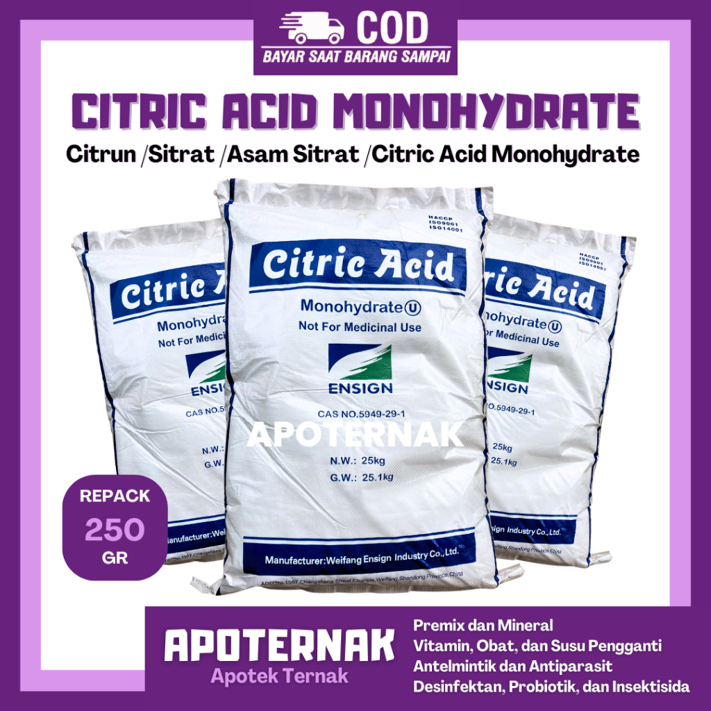 Jual CITRIC ACID FOOD GRADE 250gr - Sitrun - Citrun - Sitrat - Sitrun ...