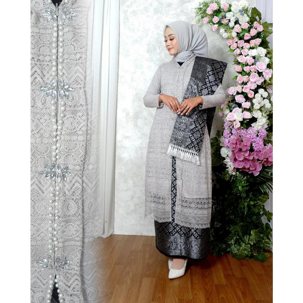 Jual Setelan Kebaya Brokat Modern Long Tunik Busui Malika Full Payet ...