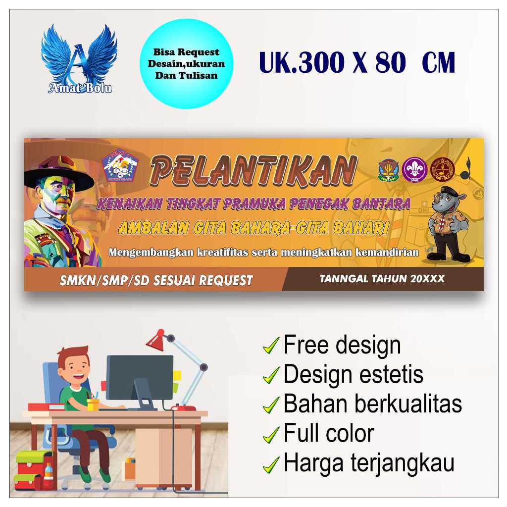 Jual cetak spanduk BANNER PRAMUKA UKURAN 300X80 CM bisa requet ukuran ...