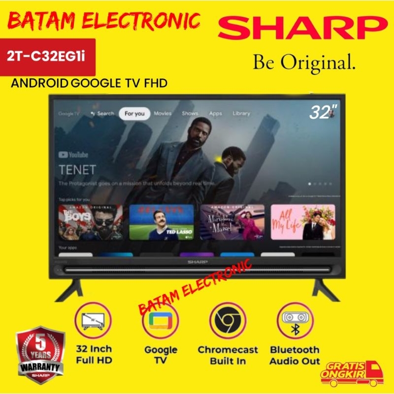 Jual TV LED SHARP 32 Inch / 32" 2T-C32EG1i/32EG1 SMART GOOGLE TV HD [ BATAM ] | Shopee Indonesia
