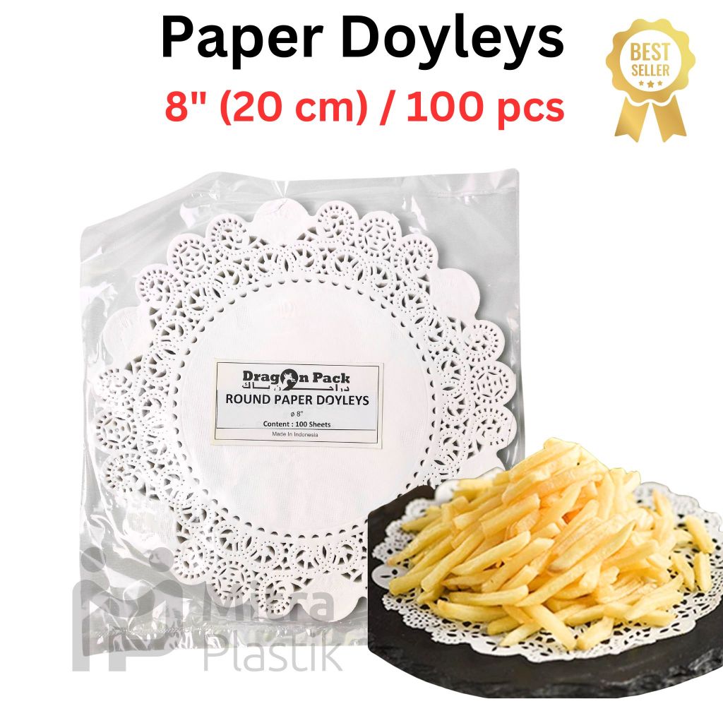 Jual (isi 100 pcs) Paper Doyleys 8" Inch Kertas Doilies 20 cm Alas Kue ...
