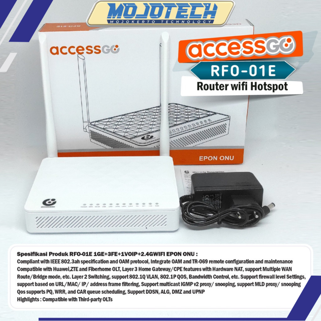 Jual ROUTER WIFI ACCESSGO RFO-01E ONU EPON 1GE 3FE 1VOIP 2.4G WLAN ...