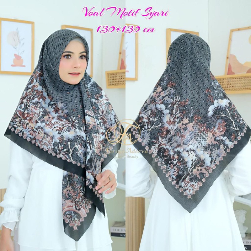 Jual Segi empat voal motif|segiempat motif bunga|hijab syari | hijab syari lasercut | Shopee ...