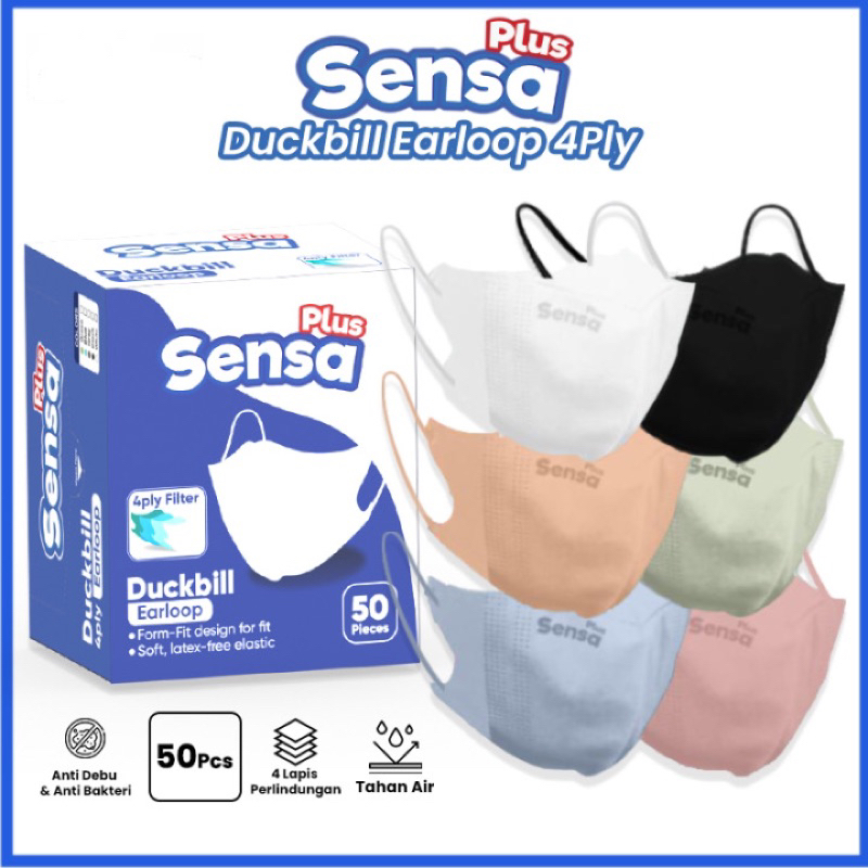 Jual Masker Duckbill 4ply Earloop Sensa Plus isi 50pcs MH | Shopee ...