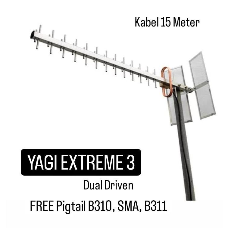 Jual Antena Yagi Extreme 3 Dual Driven Pigtail Router B310s BL100 15 METER | Shopee Indonesia