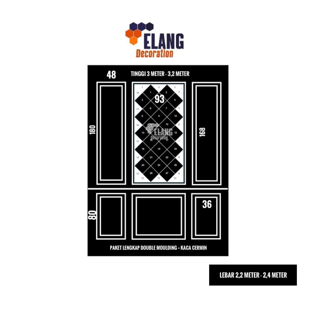 Jual Paket Double Moulding + Kaca Cermin Tinggi 3 Meter - 3,2 Meter X ...