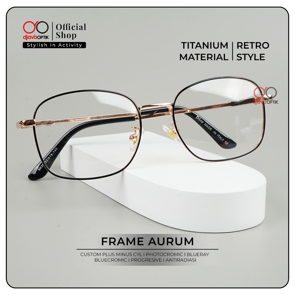 Jual DJAVA OPTIK - Frame Aurum - Kacamata Korea Persegi Panjang Khusus Minus -4,25 s/d -6,00 ...