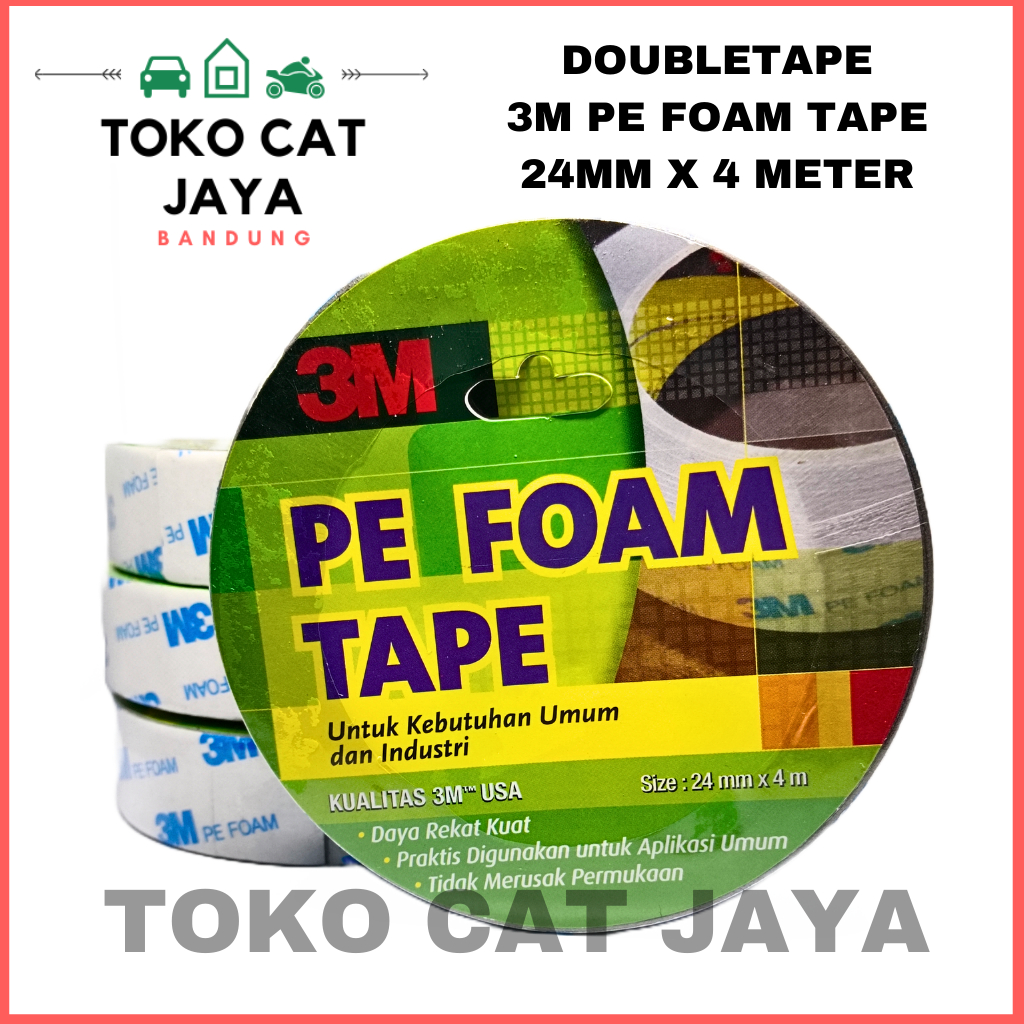 Jual DOUBLE TAPE 3M PE FOAM TAPE 24MM X 4 METER PUTIH | Shopee Indonesia