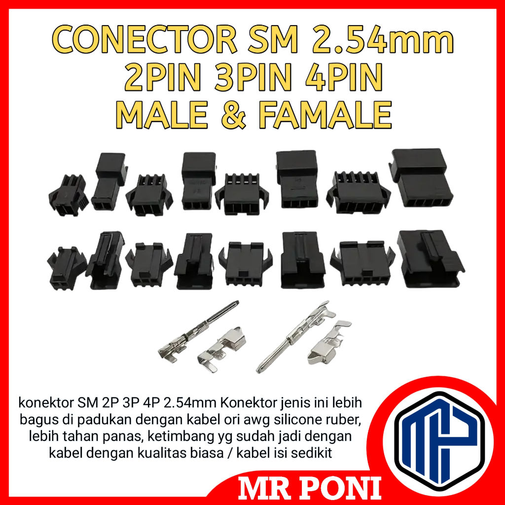 Jual JST SM 2.54 mm Connector Konektor 2P 3P 4P male famale | Shopee Indonesia