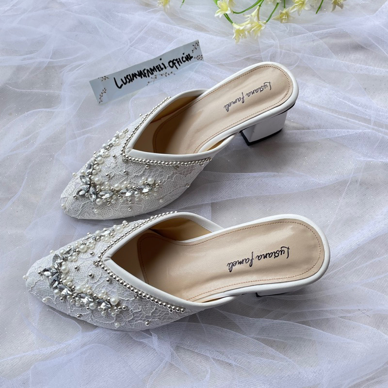 Jual JISOO II Sepatu kondangan sendal selop pengantin Heels payet ...