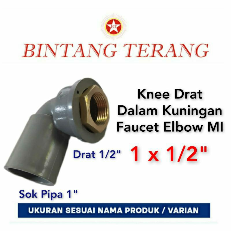 Jual keni drat dalam kuningan 1 x 1/2" / Elbow drat dalam / Faucet ...