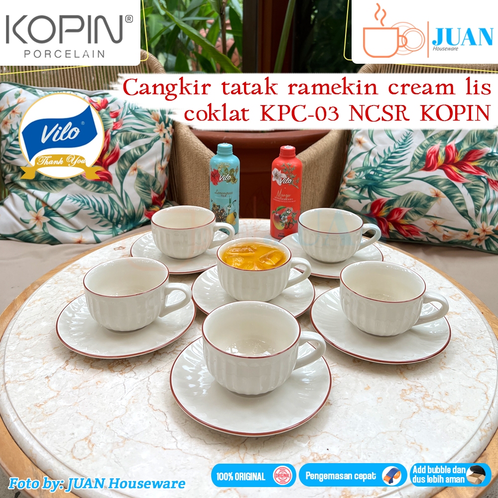 Jual KOPIN Cangkir keramik set motif labu lis coklat abu-abu / 6 pasang coffee/tea cup KPC-03 ...