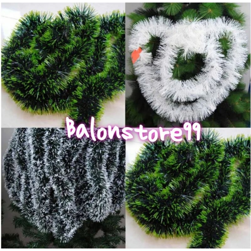 Jual Slinger Natal Hijau Salju Tebal / Hiasan Pohon Natal / Dekorasi ...