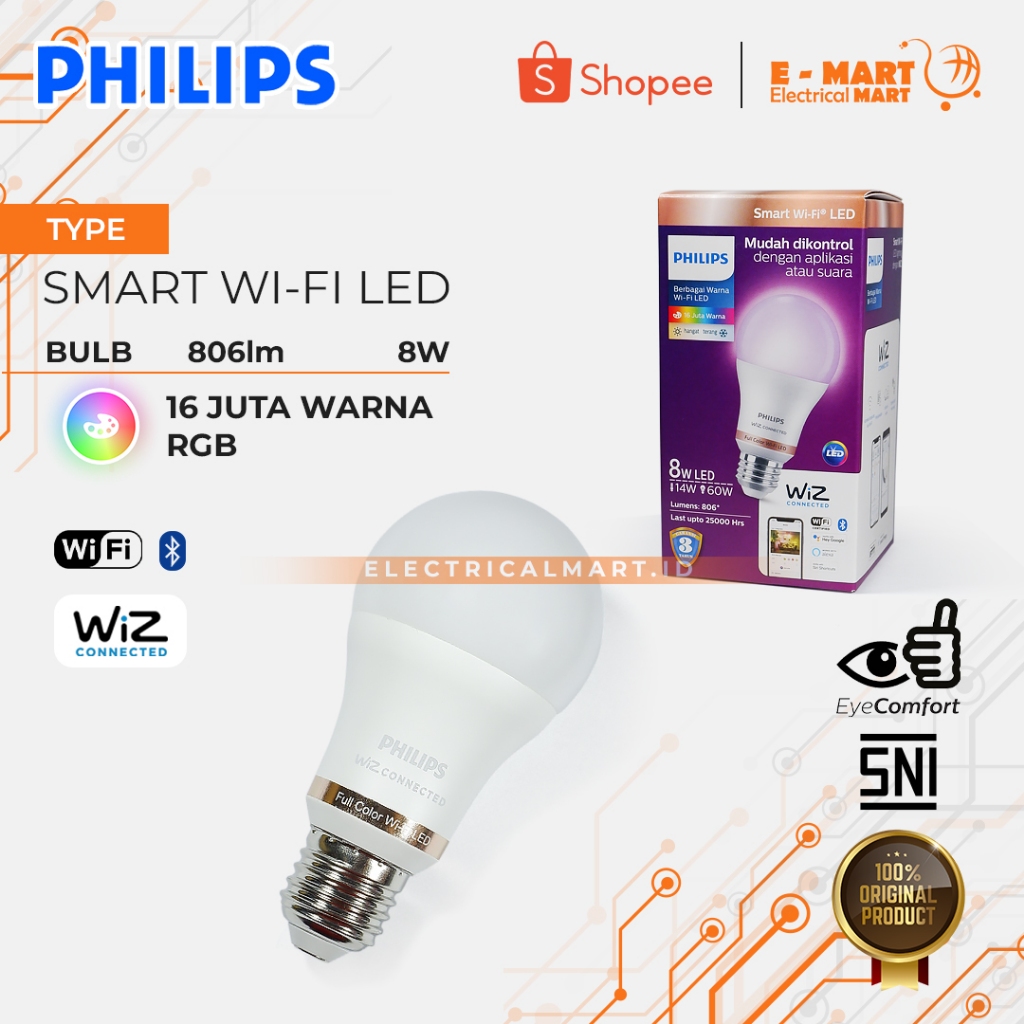 Jual PHILIPS LED Bulb Smart Wifi 8W RGB 8W & 13W Tunable White | Shopee Indonesia
