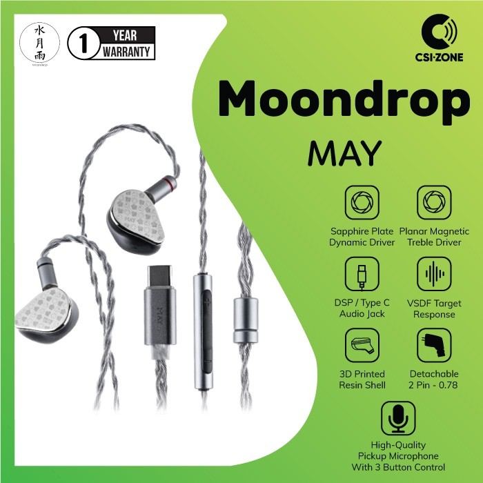 Jual Moondrop MAY Dynamic + Planar Driver IEM With DSP Type C Plug ...