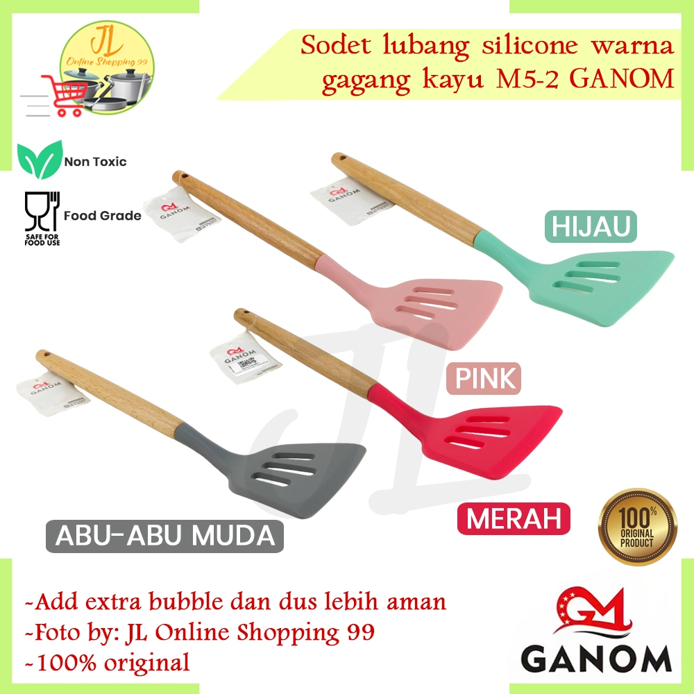 Jual GANOM Sodet silicone lubang warna gagang kayu M5-2 / sutil spatula ...