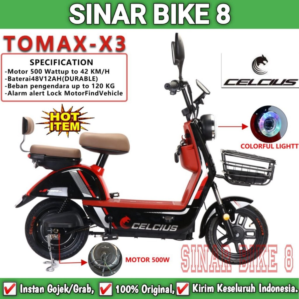 Jual Sepeda Listrik CELCIUS TOMAX X3 Electric E Bike 500 Watt | Shopee ...