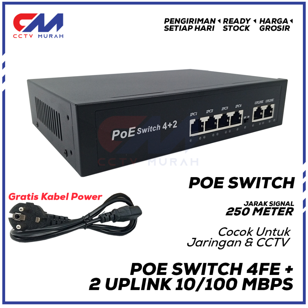 Jual PoE Switch 4 Port 2 Uplink 10/100Mbps, Smart Poe Switch 4 Port | Shopee Indonesia