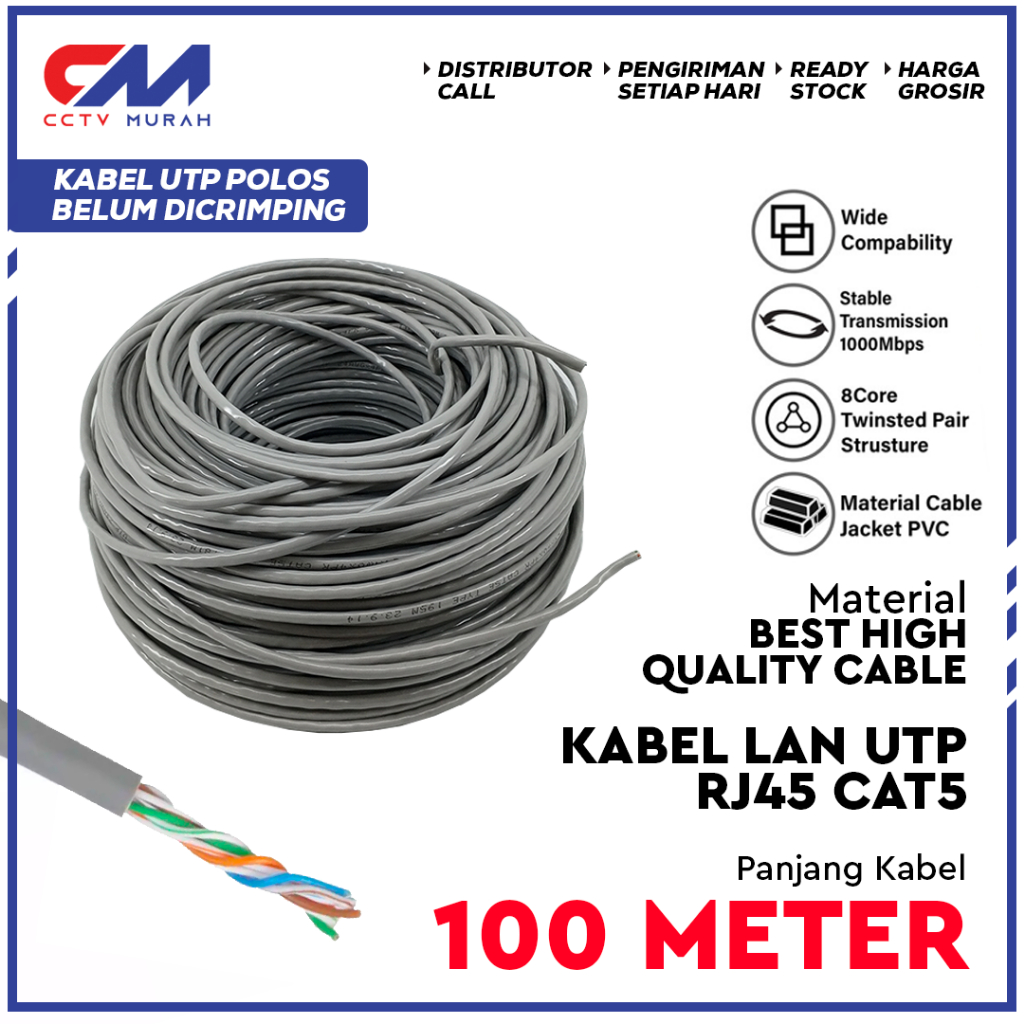 Jual Kabel Lan 100 Meter Cat 5e FTP OUTDOOR /UTP Indoor Merk SINOVISION ...