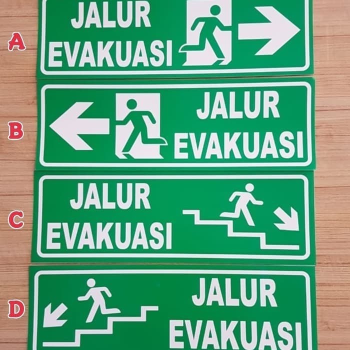 Jual Stiker JALUR EVAKUASI Kiri Kanan 30x10 cm / Stiker Rambu Pintu ...