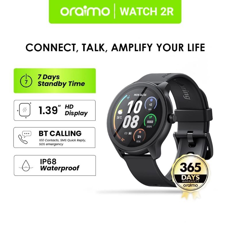 Jual Oraimo Watch 2R Smartwatch 1.39" HD Display Bluetooth Calling ...