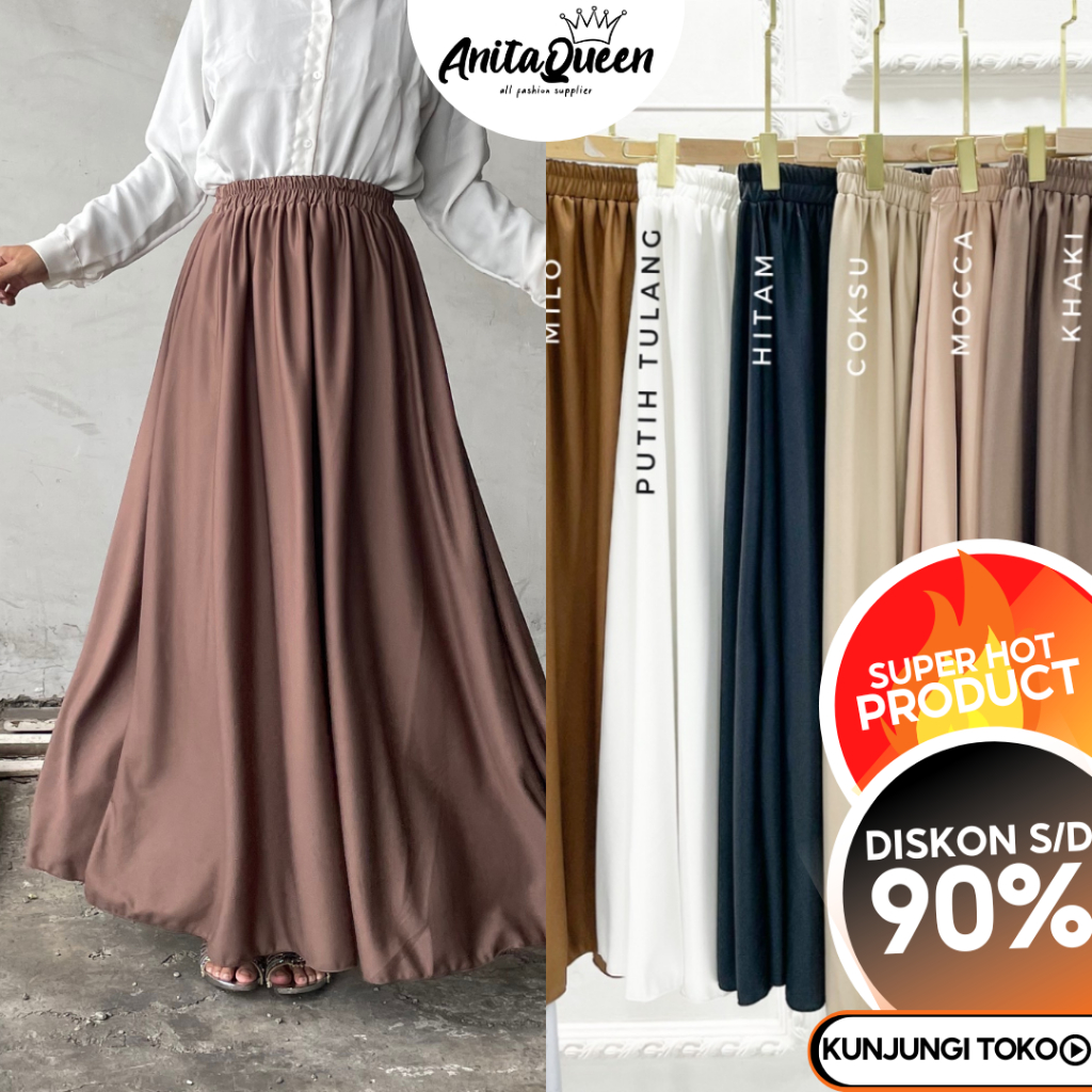 Jual ROK POLOS PANJANG 100CM MAYUNG PREMIUM / BASIC SKIRT / MAY SKIRT ...