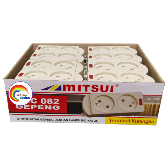 Jual [PAKET HEMAT ISI 12] Mitsui Stop Kontak Gepeng 2 Lubang Terminal Kuningan | Shopee Indonesia
