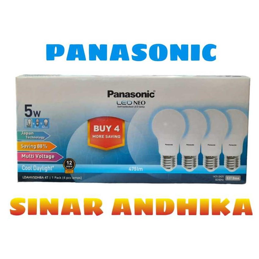 Jual Lampu Led Buld Panasonic Pack Isi 4 Pcs 5 Watt | Shopee Indonesia
