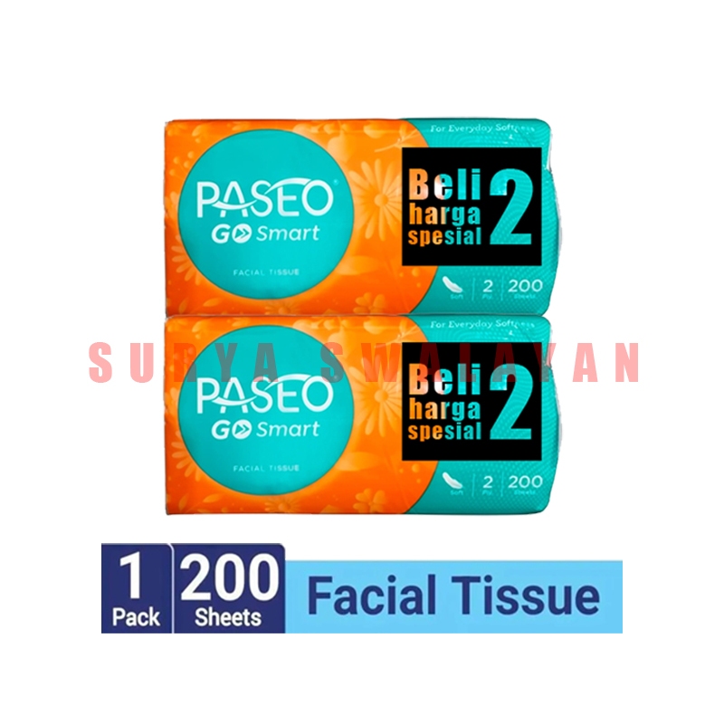 Jual Paseo Go Smart Facial Tissue 2 Pack 200 Sheets | Shopee Indonesia