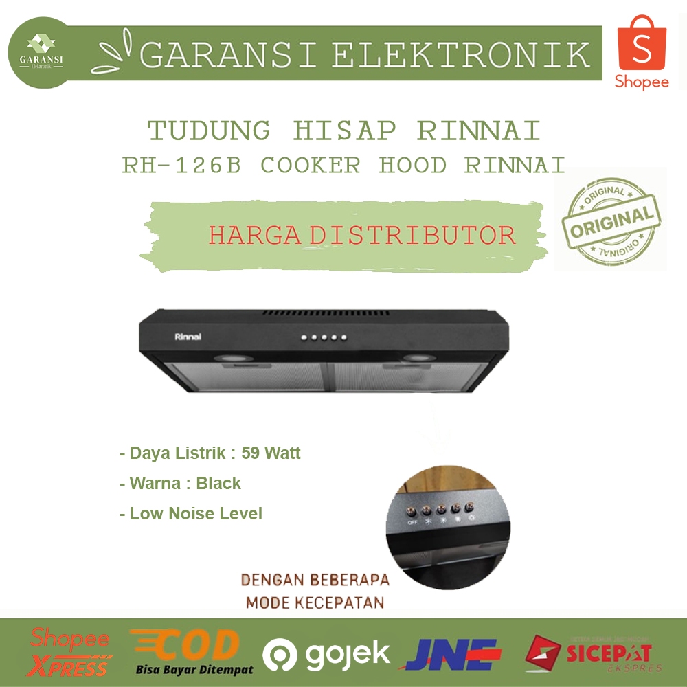 Jual RINNAI COOKER HOOD RH-126 SERIES PENGHISAP ASAP RUANGAN ASAP DAPUR ...