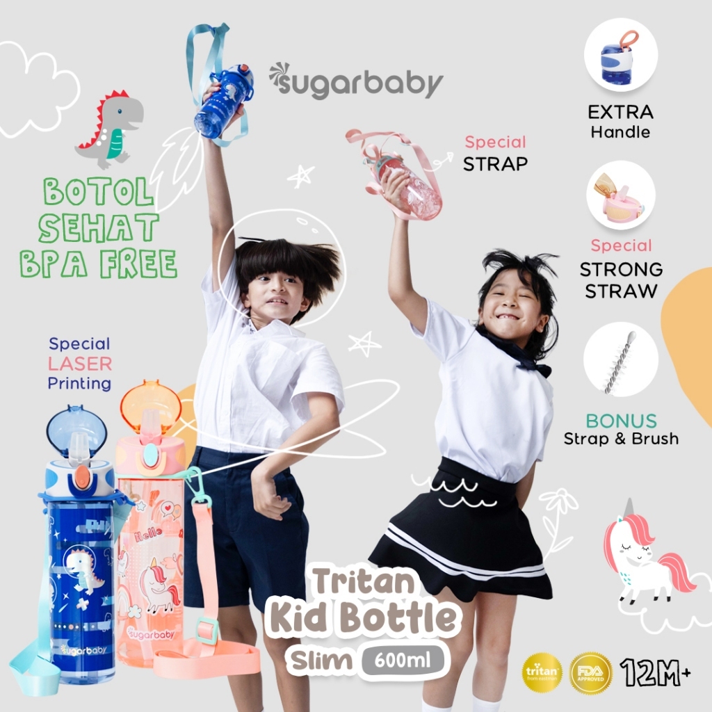 Jual Sugarbaby Tritan Kid Bottle Slim 600ml / Botol Minum / Botol Minum ...