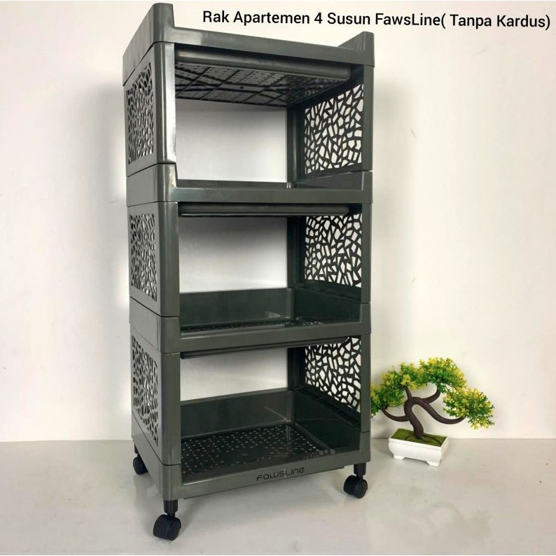 Jual Rak 4 Susun Serbaguna Black Minimalis Dengan Roda Rak Plastik ...