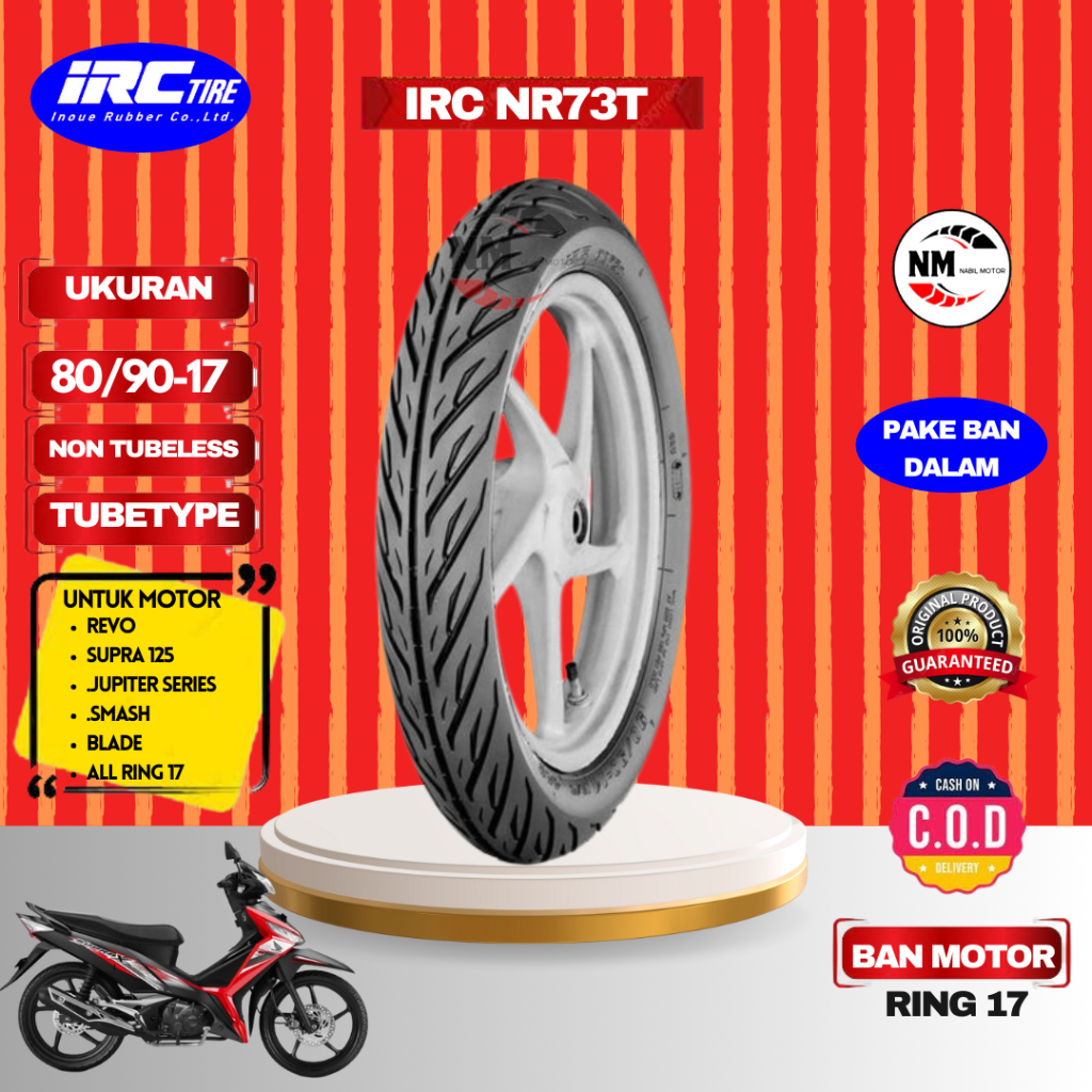 Jual Ban Luar Motor Ring 17 IRC NR 73 80/90-17 Bukan Tubeless Tube Type ...