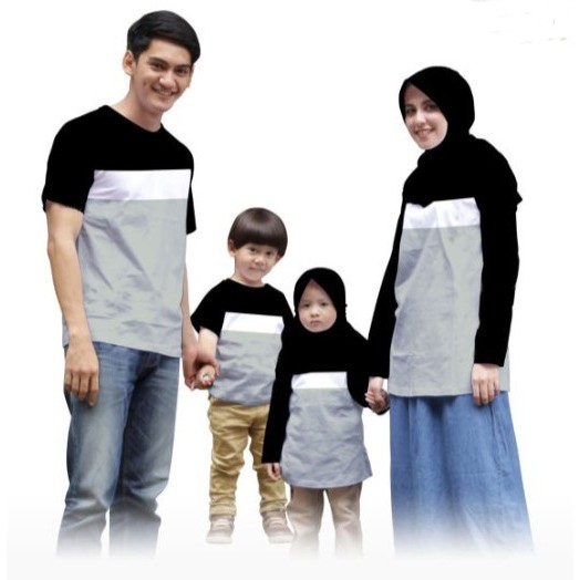 Jual KOMBINASI HITAM. PUTIH. ABU MUDA/ Kaos Couple Keluarga/ Couple Keluarga Muslim/ Couple ...